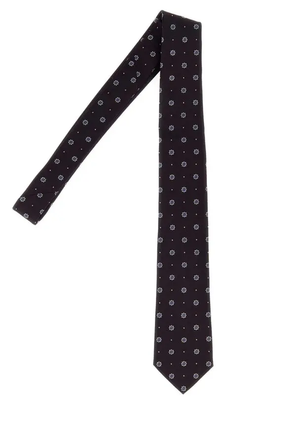 Saint Laurent Embroidered Jacquard Neck Tie - Multicolor