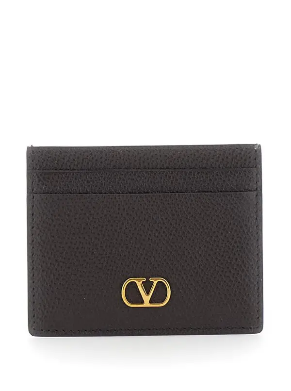 Valentino Garavani Brown Cardholder With Vlogo On The Front In Leather For - Multicolor
