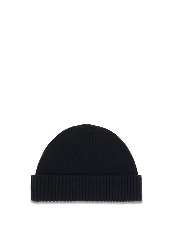 PARAJUMPERS Beanie In Ribbed Knit With Logo - Blue