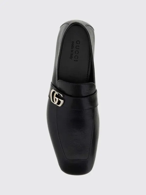 Gucci Smooth Leather Driver Loafers With Gg Monogram - Black