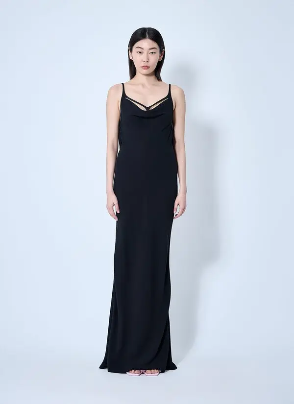 MUGLER Crepe Maxi Dress - Black