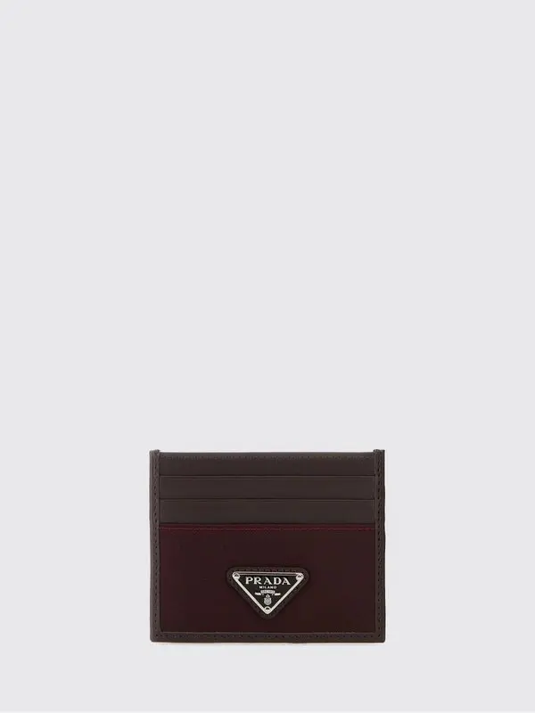 Prada Calf Leather And Nylon Card Holder With Logo