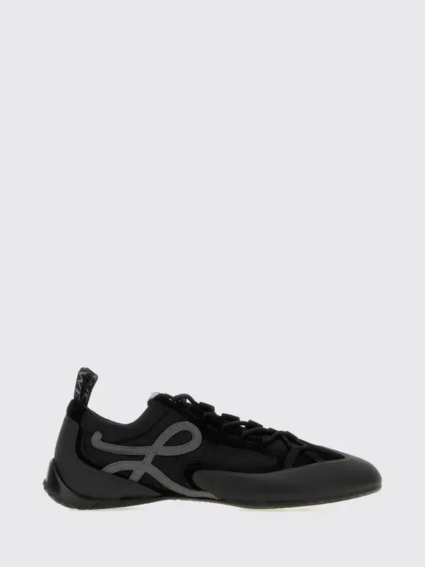 Loewe Grip Low-top Suede And Nylon Monogram Sneakers - Black