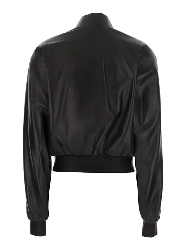 Gucci Cropped Leather Bomber Jacket With High Collar - Multicolor