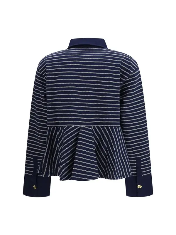 GANNI Striped Polo Shirt