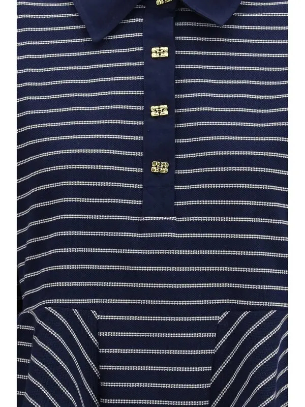 GANNI Striped Polo Shirt
