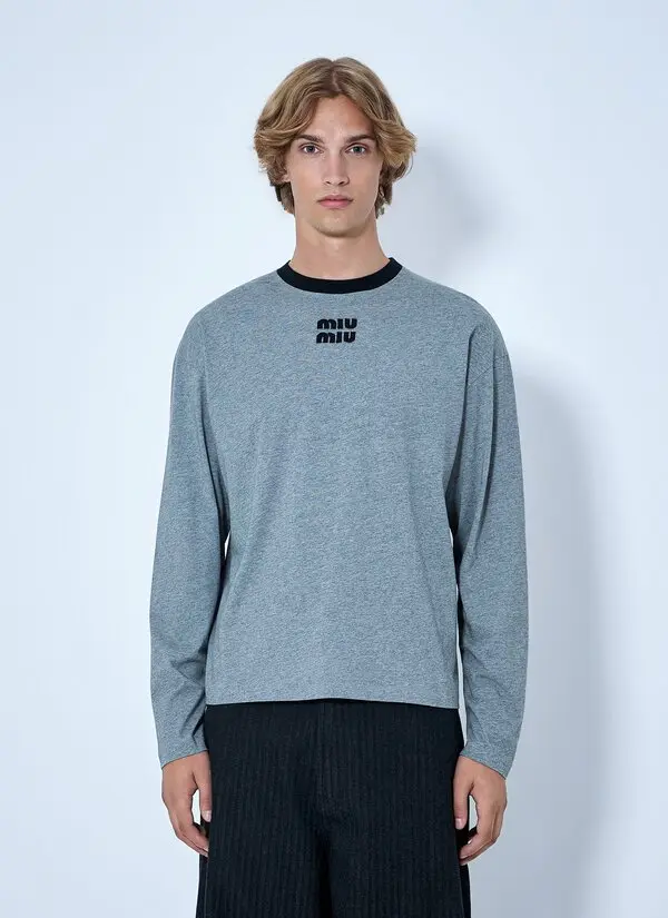 Miu Miu Logo Motif Long Sleeve T-shirt