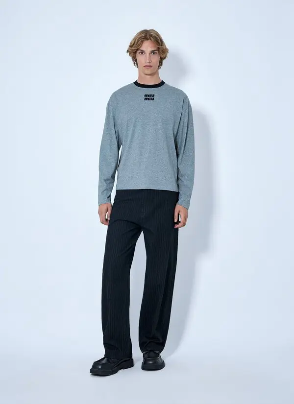 Miu Miu Logo Motif Long Sleeve T-shirt