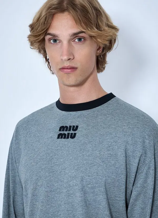 Miu Miu Logo Motif Long Sleeve T-shirt