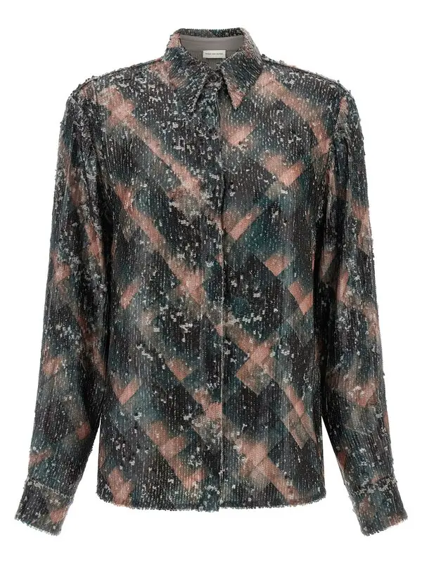 Dries Van Noten Chowy Embellished Viscose Shirt - Green