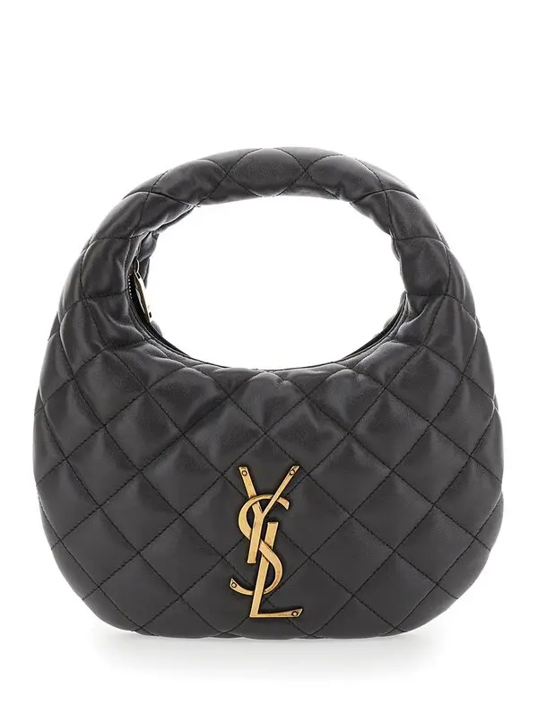 Saint Laurent Icarino' Handbag With Cassandre Plate On Front And Quilted Design In Leather - Gray