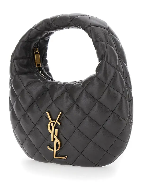 Saint Laurent Icarino' Handbag With Cassandre Plate On Front And Quilted Design In Leather - Gray