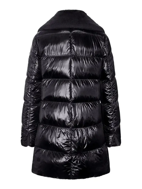 Herno Long Puffer Coat With Faux Fur Collar
