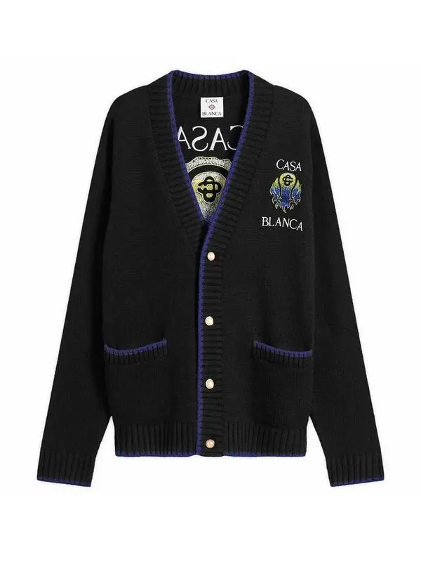 Casablanca Flaming Tennis Ball Cardigan - Black