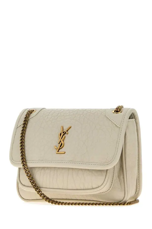 Saint Laurent Chalk Leather Mini Niki Crossbody Bag - White