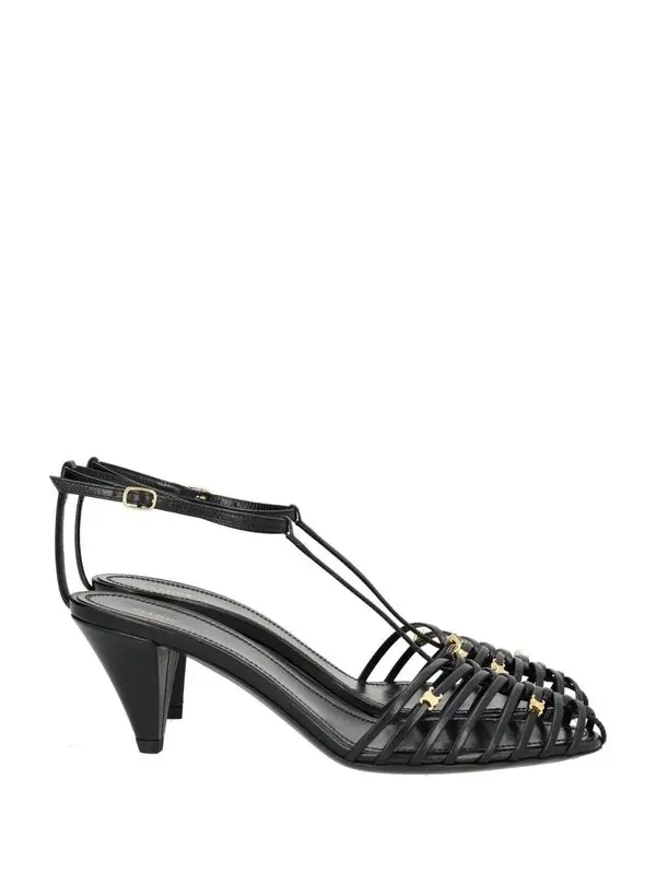 Celine Leather Cage Sandal - Black