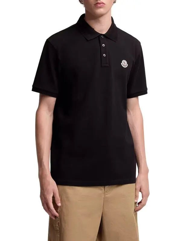 Moncler Cotton Piquet Polo Shirt With Logo Patch