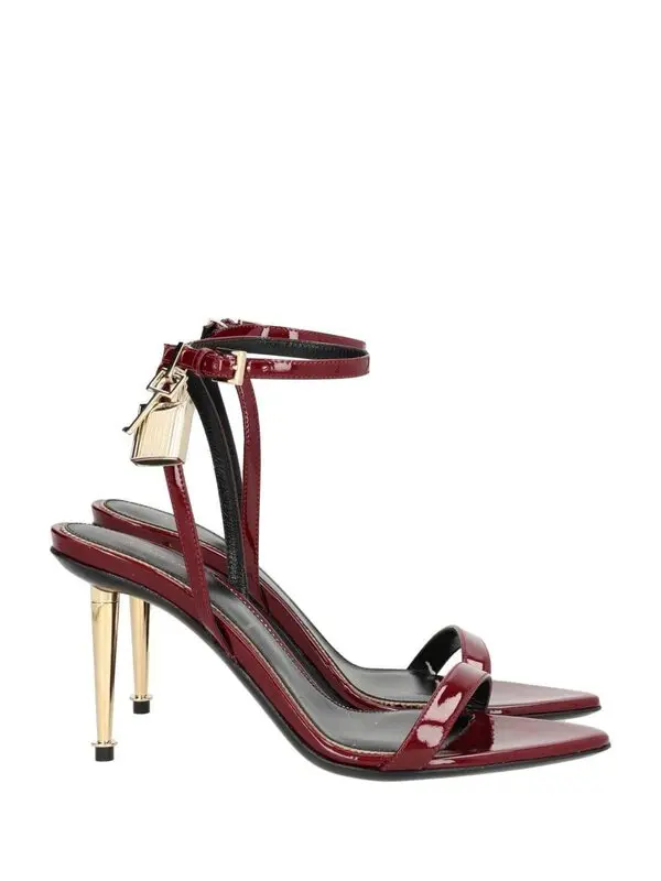 TOM FORD Leather Padlock Heeled Sandals - Red