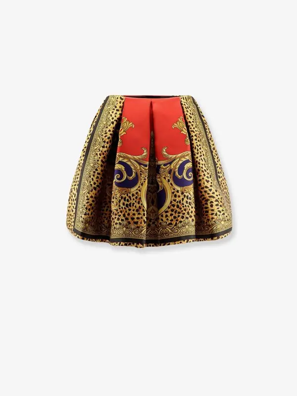 Versace Cheetah Barocco Silk Duchesse Skirt - Multicolor