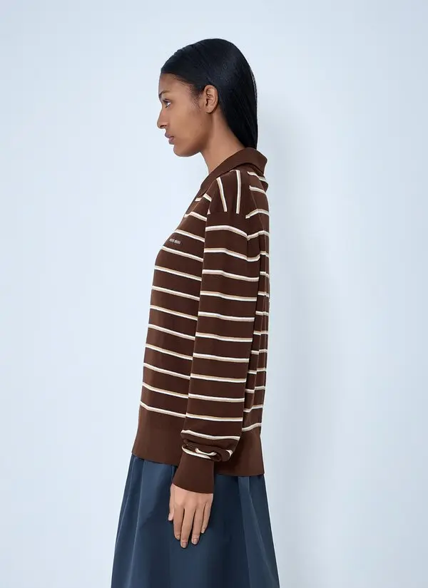 Miu Miu Striped Knit Polo Sweater