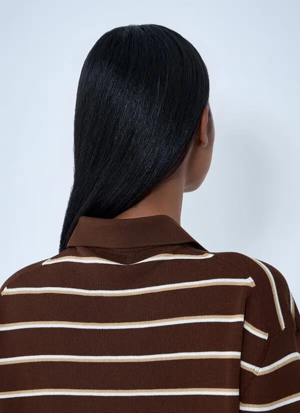 Miu Miu Striped Knit Polo Sweater