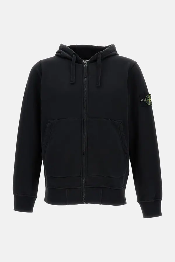 Stone Island Cotton Fleece Zip Up Hoodie - Multicolor