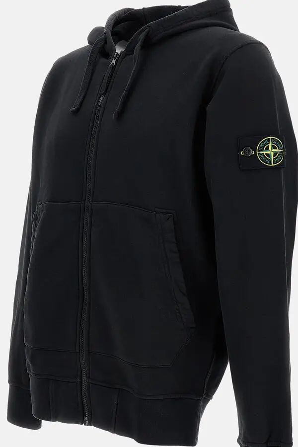 Stone Island Cotton Fleece Zip Up Hoodie - Multicolor