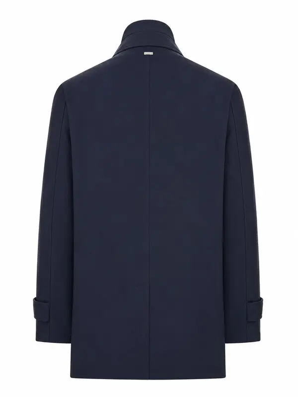 Herno Waterproof Technical Fabric Coat With Buttons And A High Collar