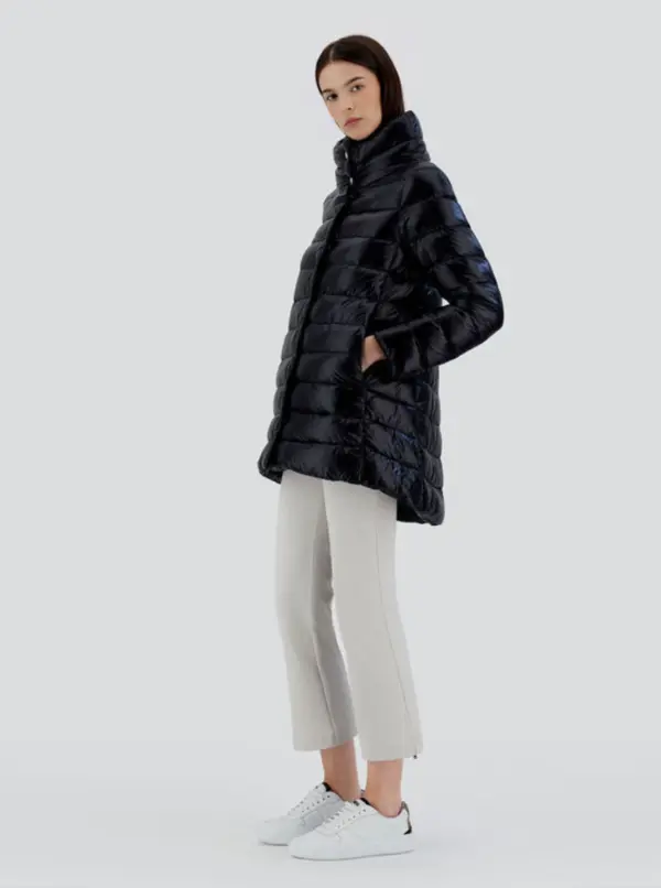 Herno Amelia High Collar Tech Fabric Down Jacket - Black
