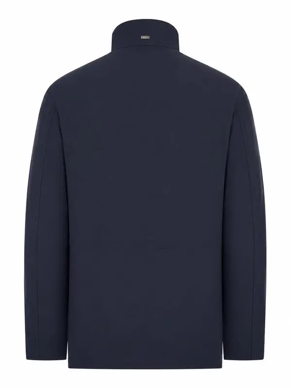 Herno Technical Fabric Coat With High Collar And Buttons