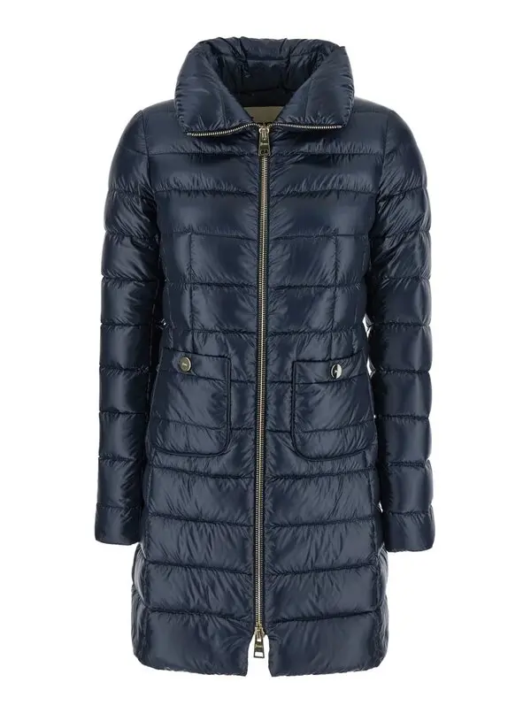 Herno Blue Down Jacket With Zip Closure And Two Patch Pockets In Tech Fabric For - Multicolor
