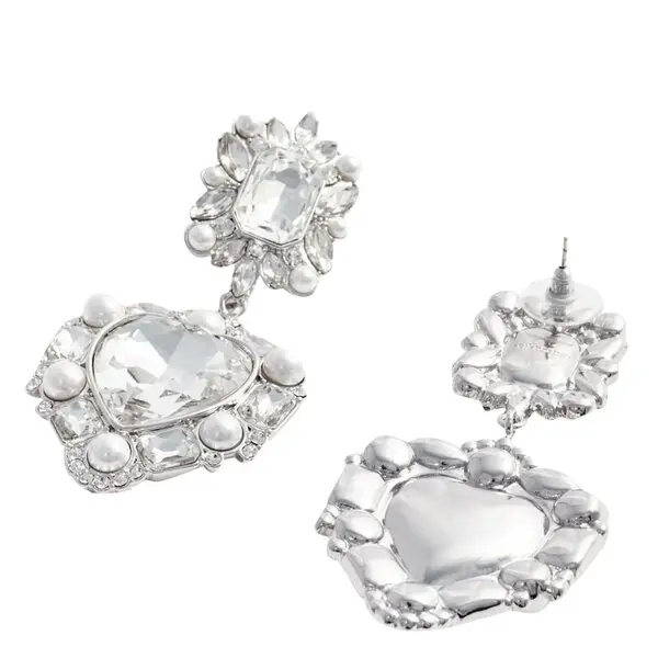 SELF-PORTRAIT Crystal Pearl Heart Earrings
