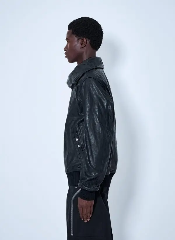 Rick Owens Dracuflight Hammered Leather Jacket - Black