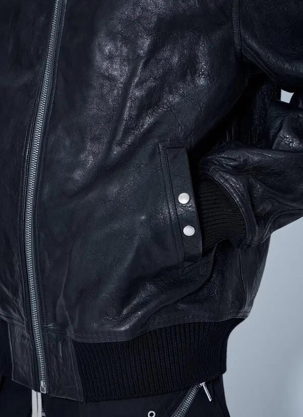 Rick Owens Dracuflight Hammered Leather Jacket - Black