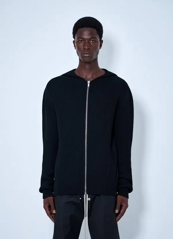 Rick Owens Ribbed Knit Zip Hoodie