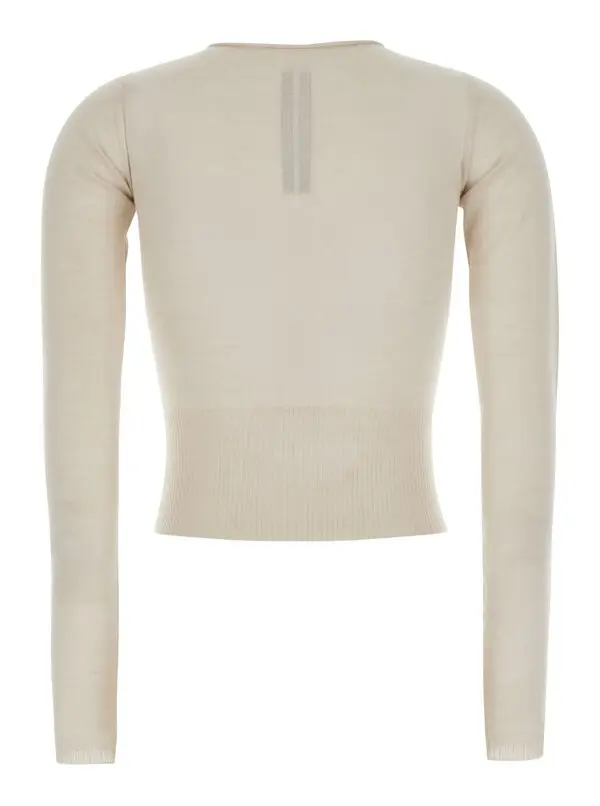 Rick Owens Beige Cropped Sweater With Front Cut-out And Ribbed Trims In Cashmere For - Multicolor