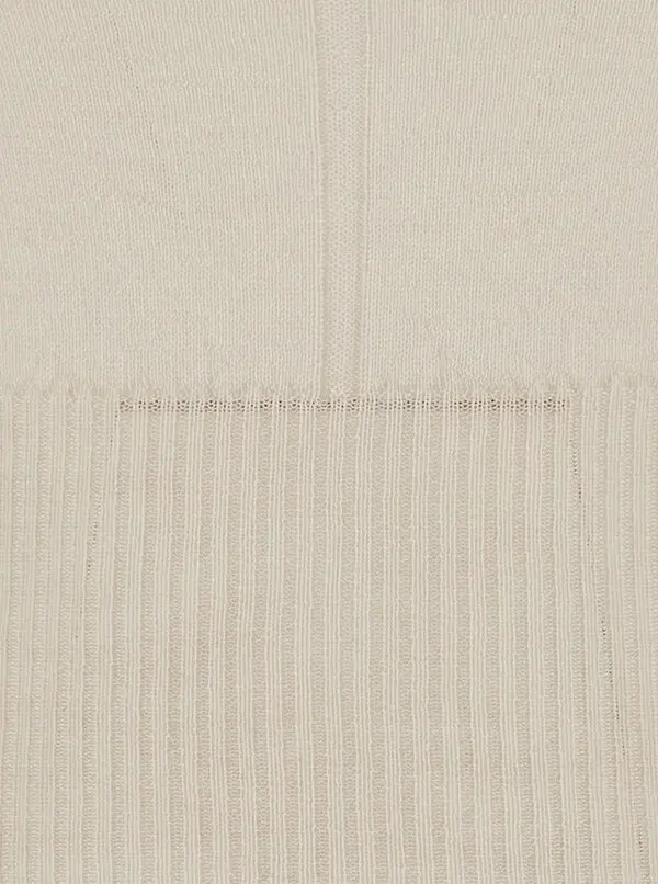 Rick Owens Beige Cropped Sweater With Front Cut-out And Ribbed Trims In Cashmere For - Multicolor