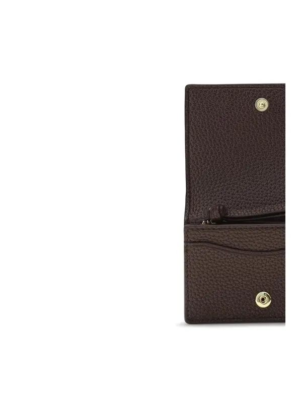 GANNI Flap Card Holder In Grained Leather - Brown