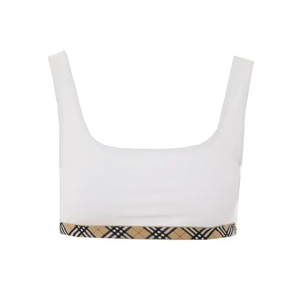 Burberry Bikini Swimwear With Check Trim - White