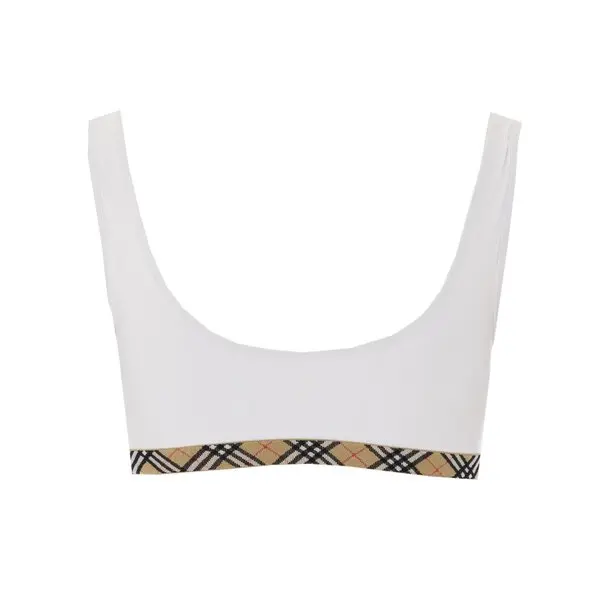 Burberry Bikini Swimwear With Check Trim - White