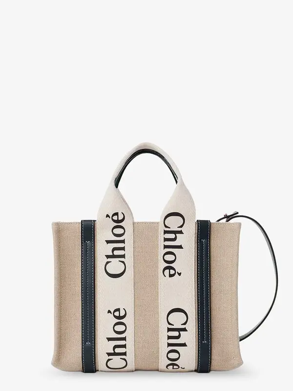 Chloé Woody Linen Canvas And Leather Crossbody Bag - Multicolor