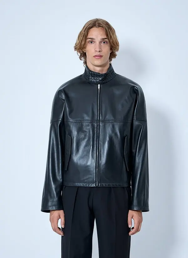 Bottega Veneta Intrecciato Leather Blouson Jacket