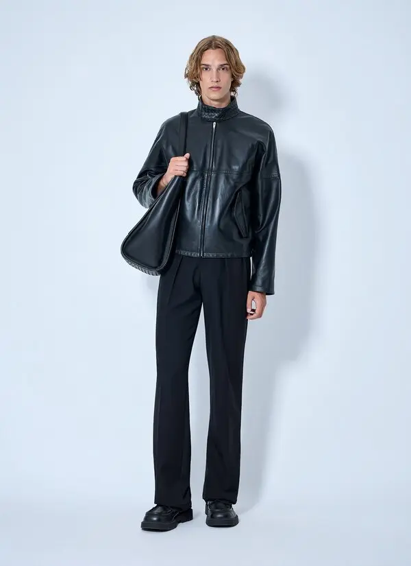 Bottega Veneta Intrecciato Leather Blouson Jacket