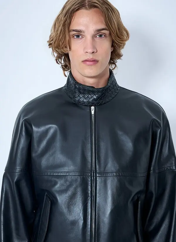 Bottega Veneta Intrecciato Leather Blouson Jacket