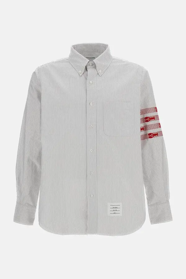 Thom Browne University Stripe 4-bar Lobster Oxford Shirt - Multicolor