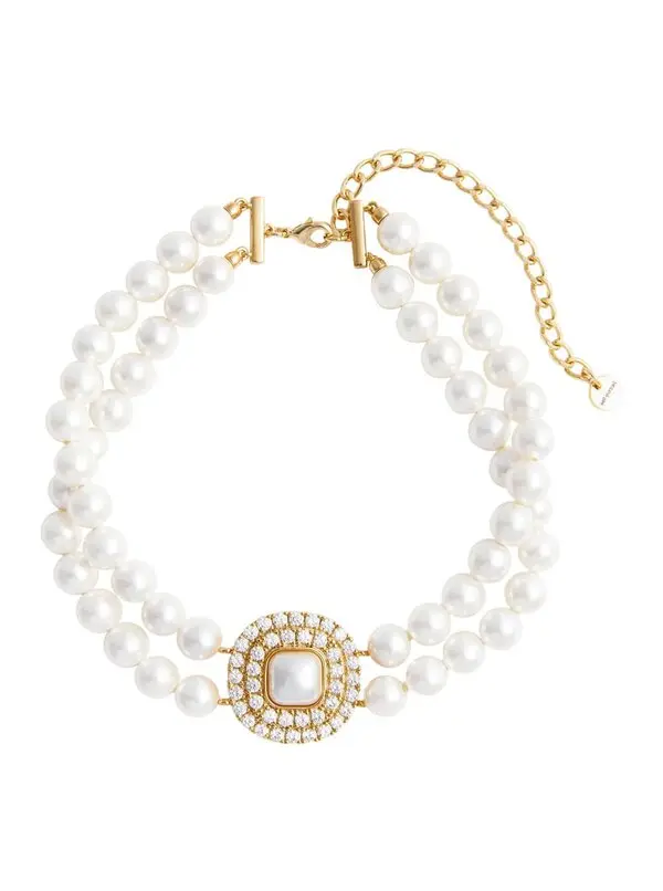 SELF-PORTRAIT Gold-colored Choker Necklace With Pearls And Lobster Clasp In Metal For - Multicolor