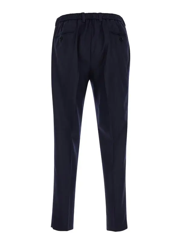 Dolce & Gabbana Blue High Waist Pants In Wool