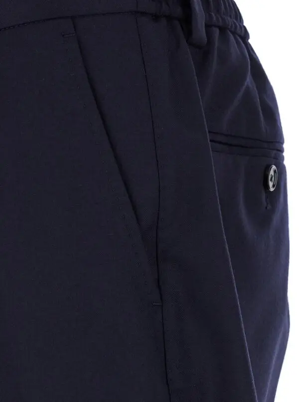 Dolce & Gabbana Blue High Waist Pants In Wool