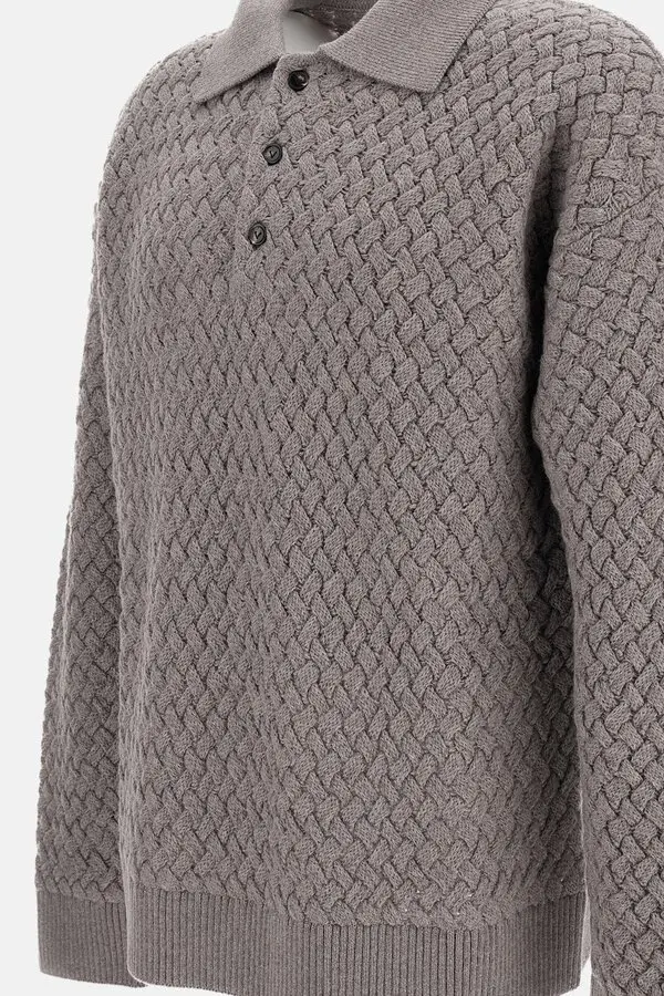 Bottega Veneta Intrecciato Wool Polo Sweater