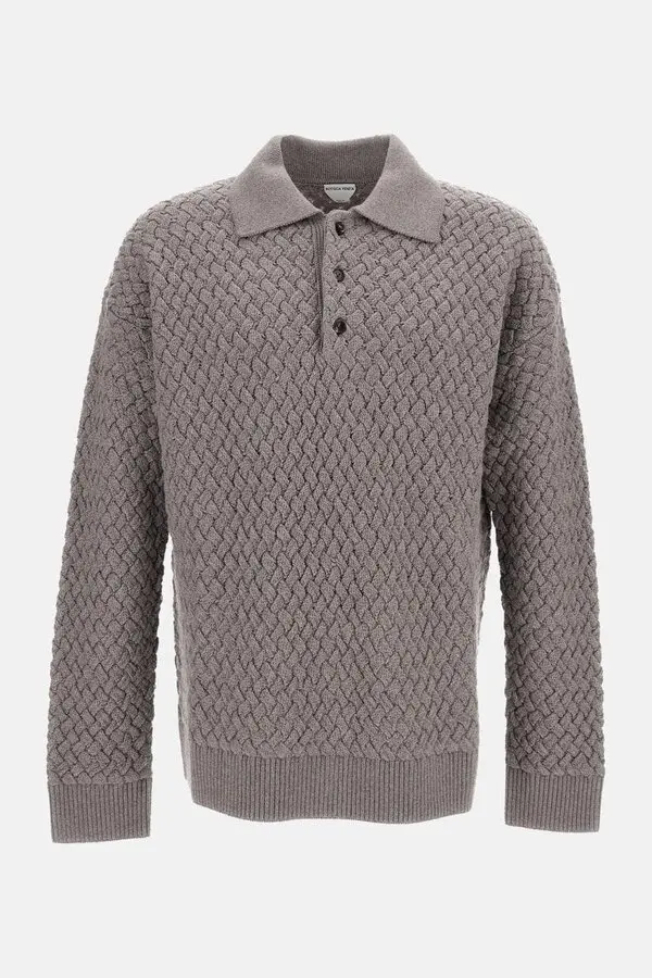 Bottega Veneta Intrecciato Wool Polo Sweater - Multicolor